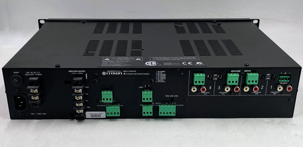 Crown 180MA Commercial Audio Mixer-Amplifier, 80W, 4-Input – Buffalo ...
