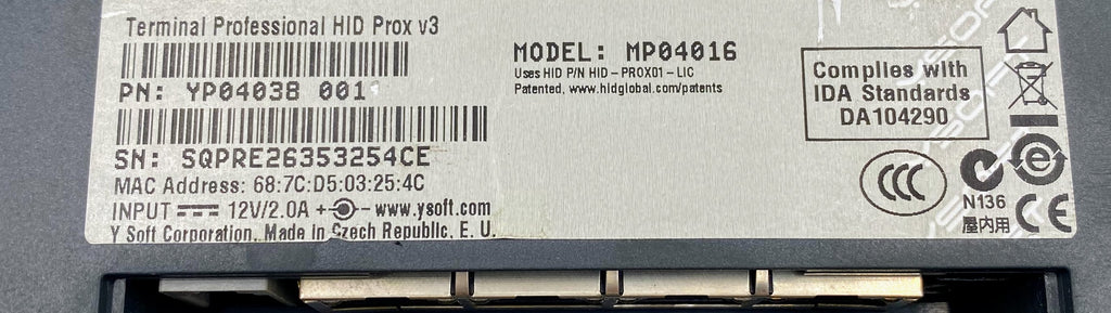 YSOFT SAFEQ Terminal Professional HID Prox V3 MP04016 – Buffalo ...