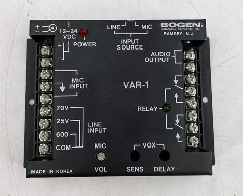 Bogen VAR-1, Voice-Activated Relay, Adjustable, Microphone/Line Inputs ...
