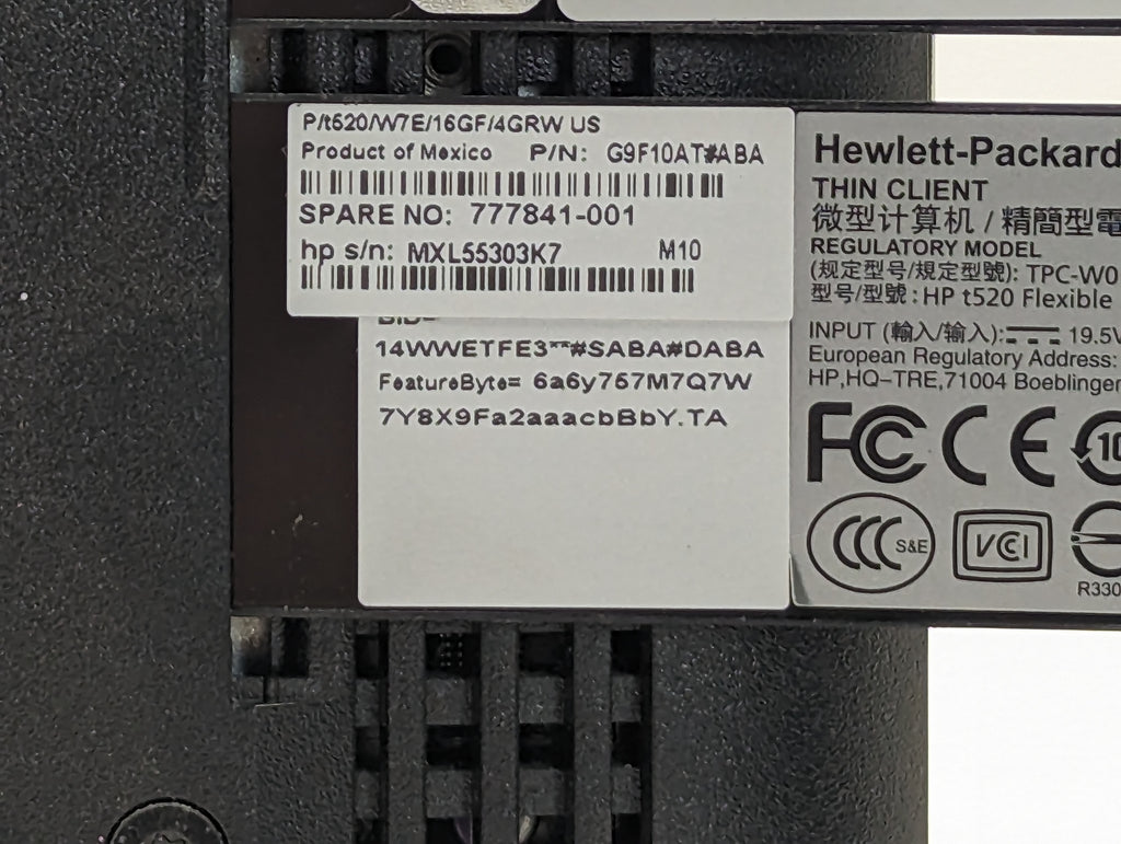 HP t520 Flexible Thin Client- 4GB Ram 16GB SSD Windows 7 NO STAND- G9F ...