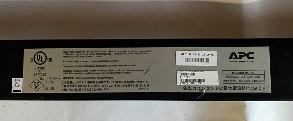 APC AP7941 Switched Rack PDU, Zero U – Buffalo Computer Parts