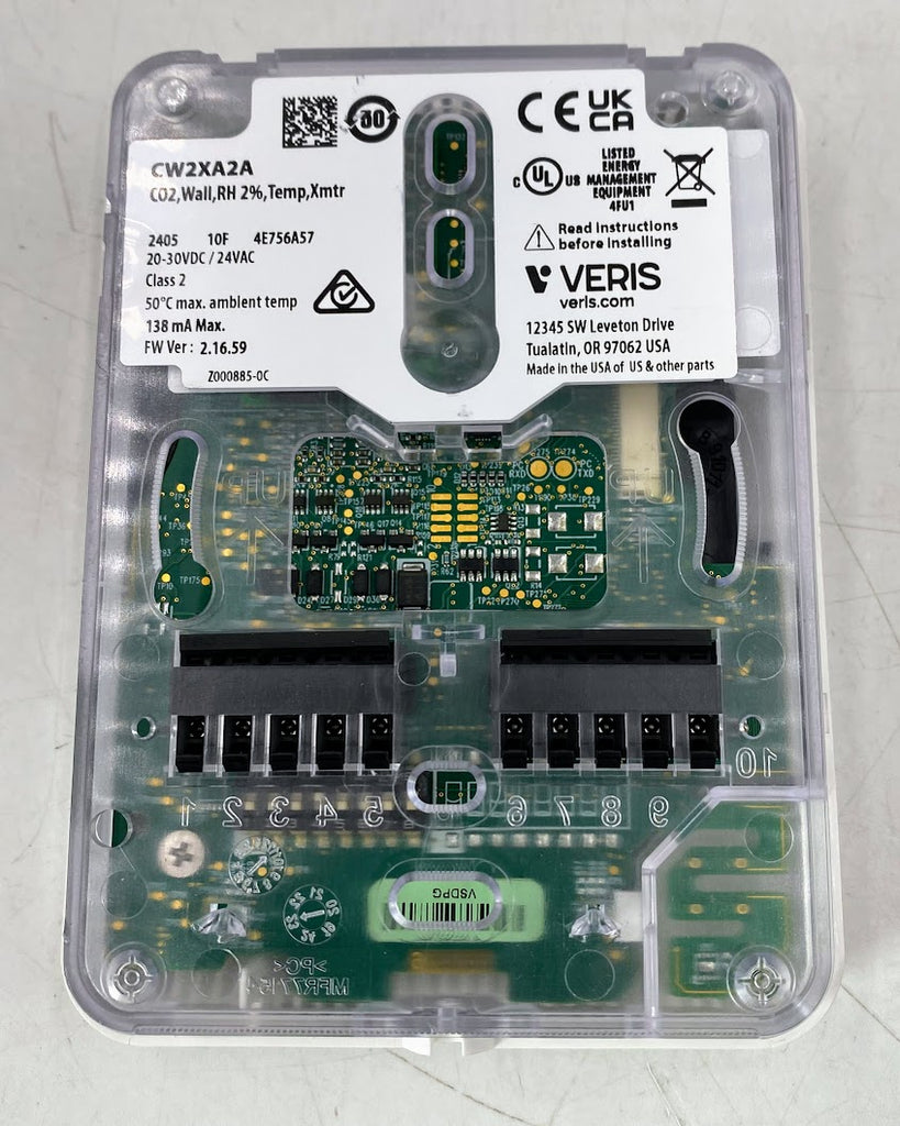 Veris CW2XA2A, Wall Air Quality Sensor, CO2/RH/Temp, Multi-Sensor Plat ...