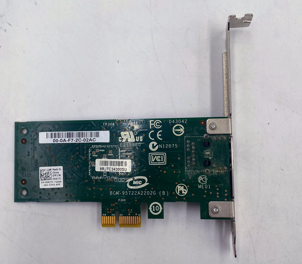 Dell 9RJTC Broadcom 5722 Gigabit NIC 1GbE PCI-E x1 Network Interface C ...
