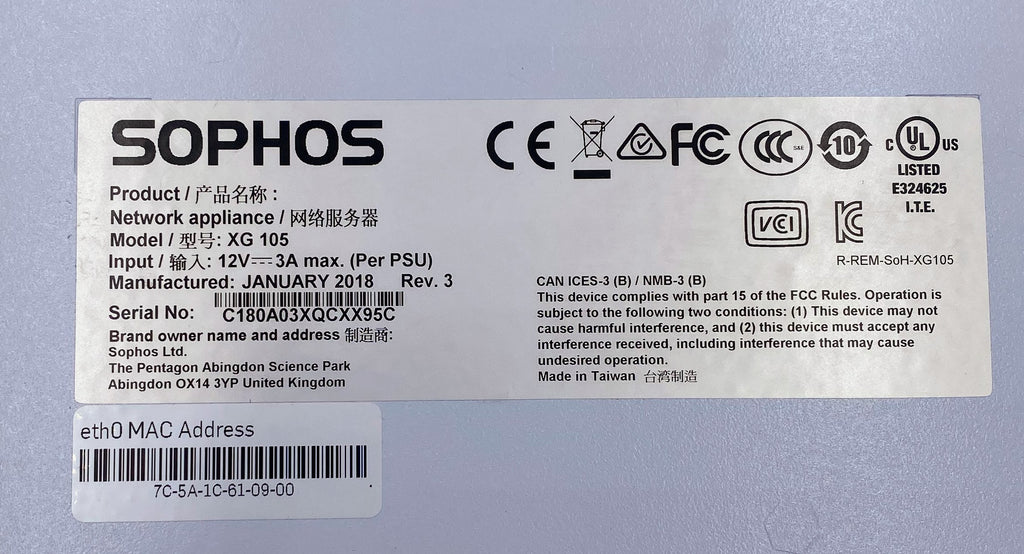 Sophos XG 105 Next-Generation Firewall Appliance – Buffalo Computer Parts