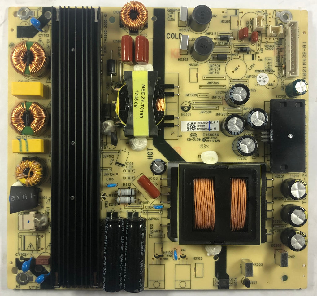 JVC LT-55MAW595 4K HDR LED TV TV5502-ZC02-01 Power Supply Board- E021M ...