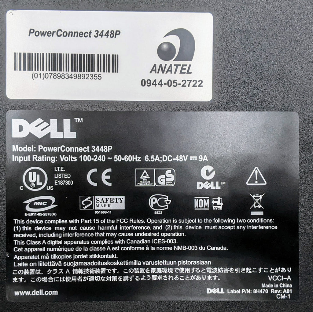 Dell PowerConnect 3448P 48-Port 10/100 Base-T Poe Managed Switch ...